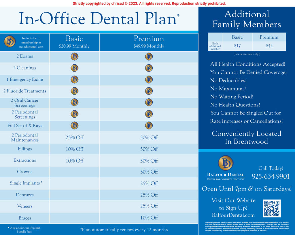 Our In-Office Dental Plan | Balfour Dental | Brentwood, CA